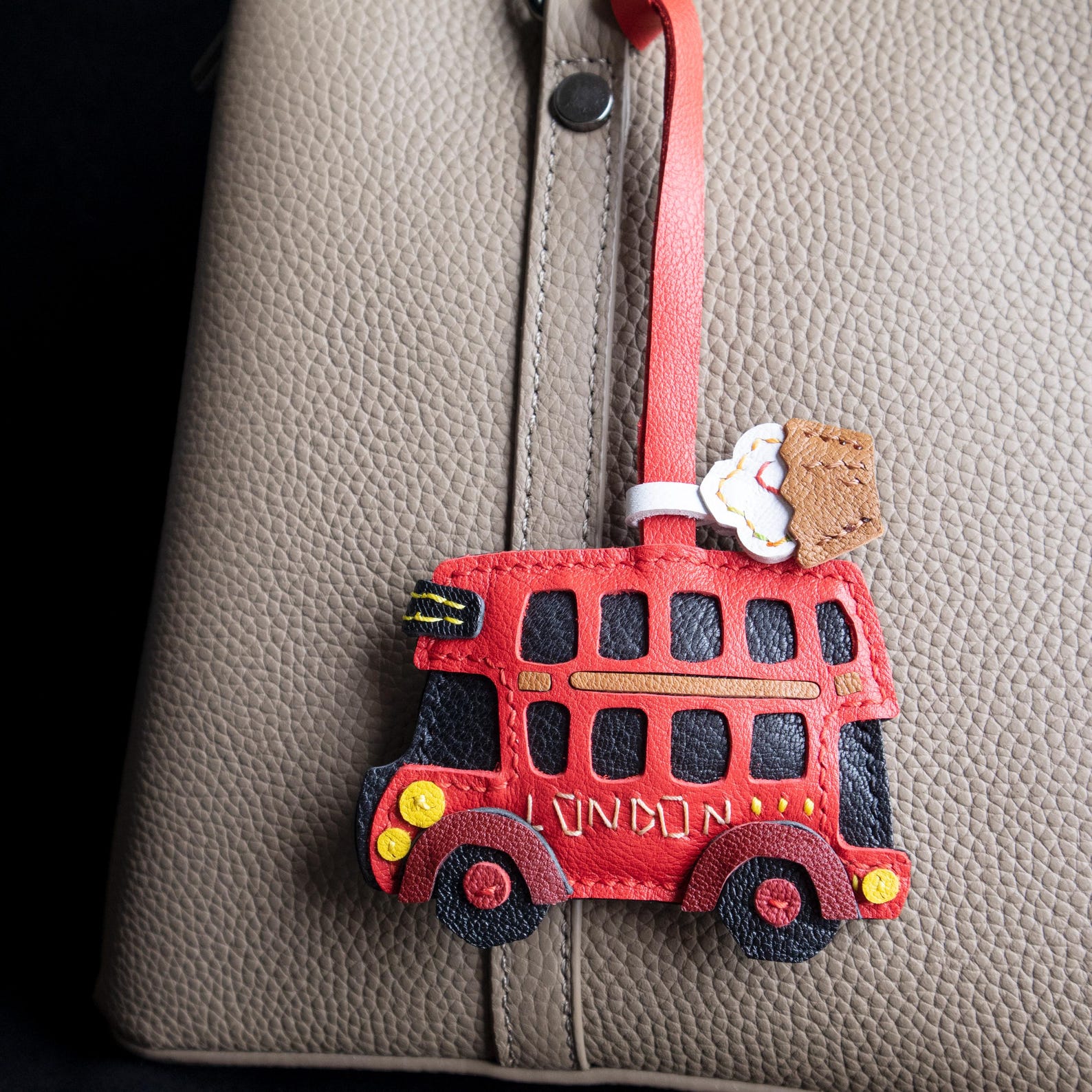 Small Bus Leather Charm,leather Bag Charm,handmade London Bus Bag Charm ...