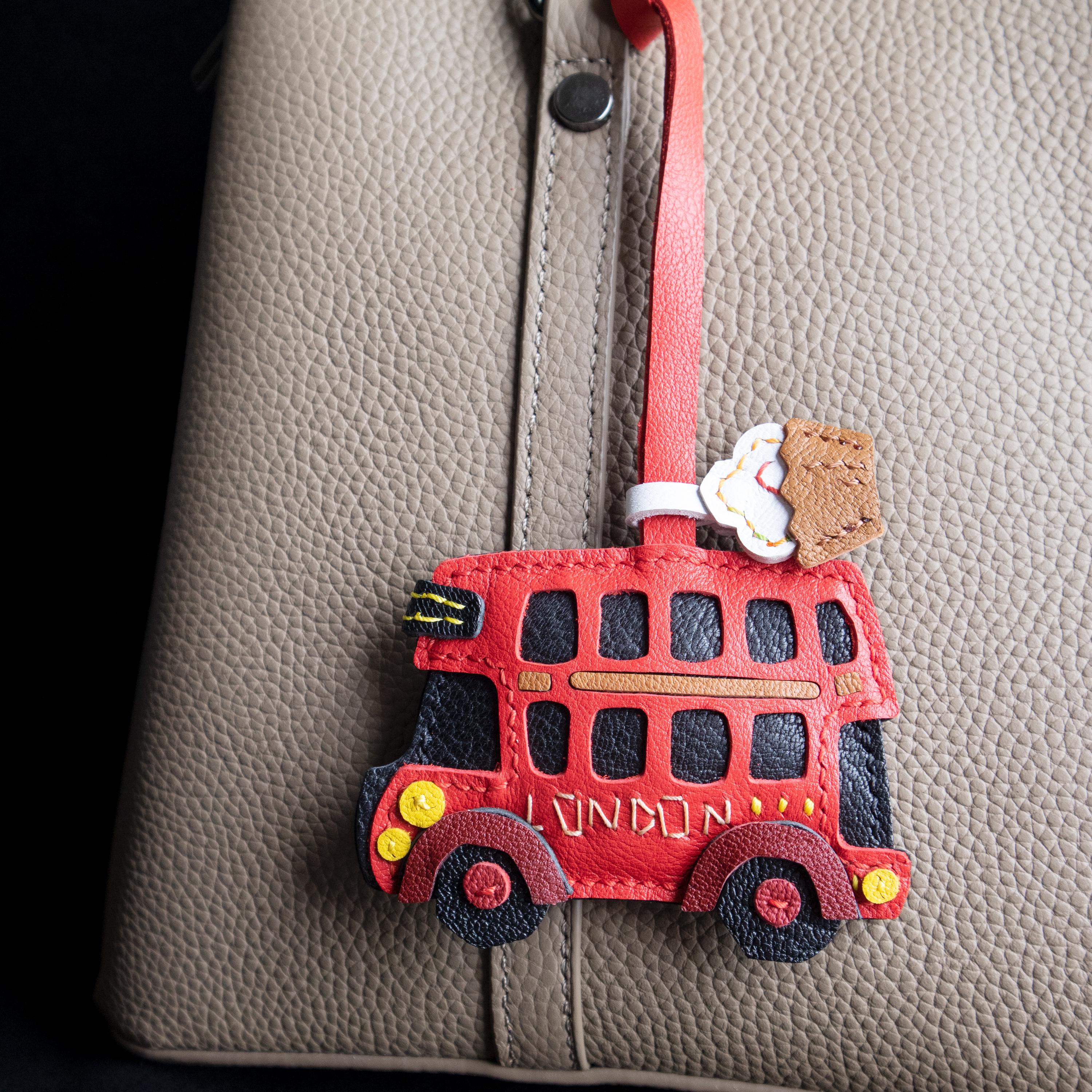 Small Bus Leather Charm,leather Bag Charm,handmade London Bus Bag Charm ...