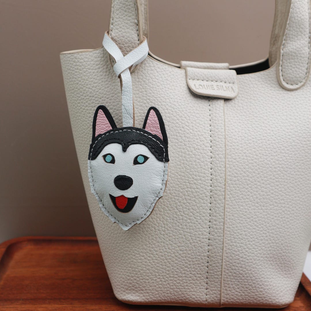 Handmade Leather Bag Charm,unique Bag Charm,cute Husky Key Chain,husky ...