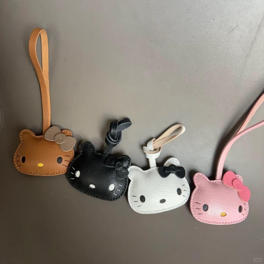 Hello Kitty Bag Charm, Handmade Leather Cat Bag Charm, Leather Handbag ...