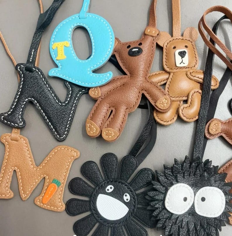 Leather Keychain Personalized,alphabet Bag Charm,leather Bag Charm ...