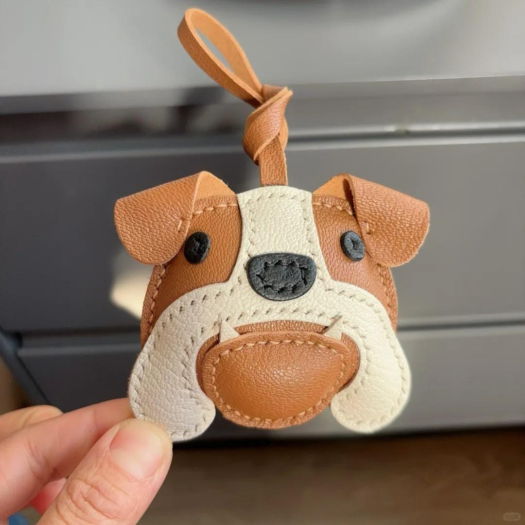 Leather Bulldog Charm,handmade Bulldog Bag Charm, Cute Bulldog Leather ...
