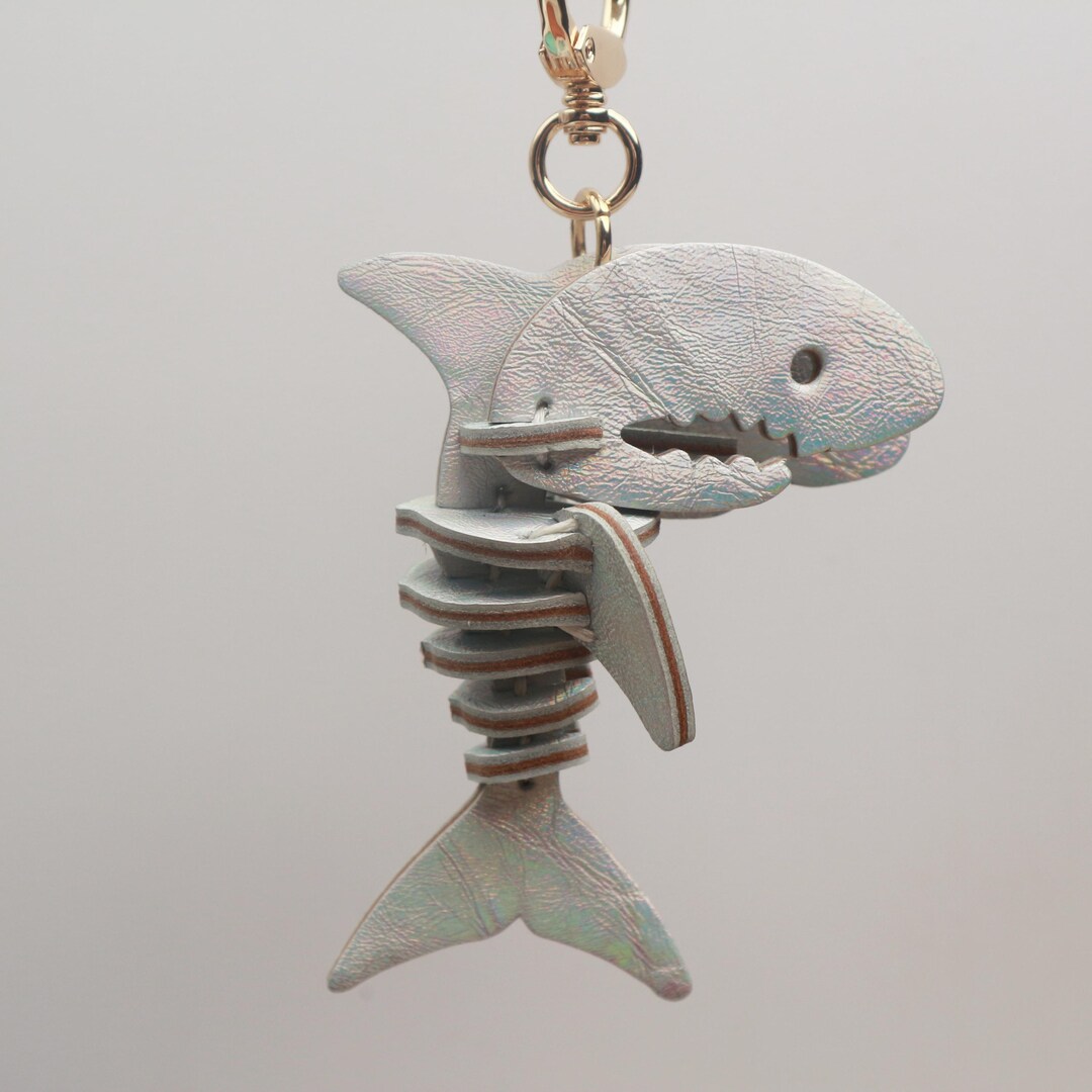 Leather Fish Charm,handmade Leather Bag Charm,cute Fishbone Keychain ...