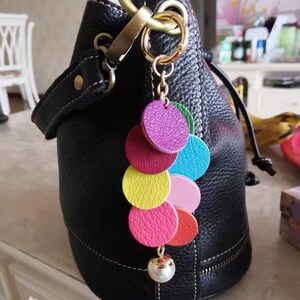 Color Tasse Leather Charm, Handmade Leather Bag Charm, Leather Handbag ...