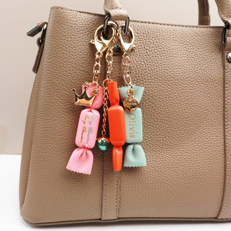 Leather Candy Charm,handmade Leather Bag Charm,leather Handbag and ...
