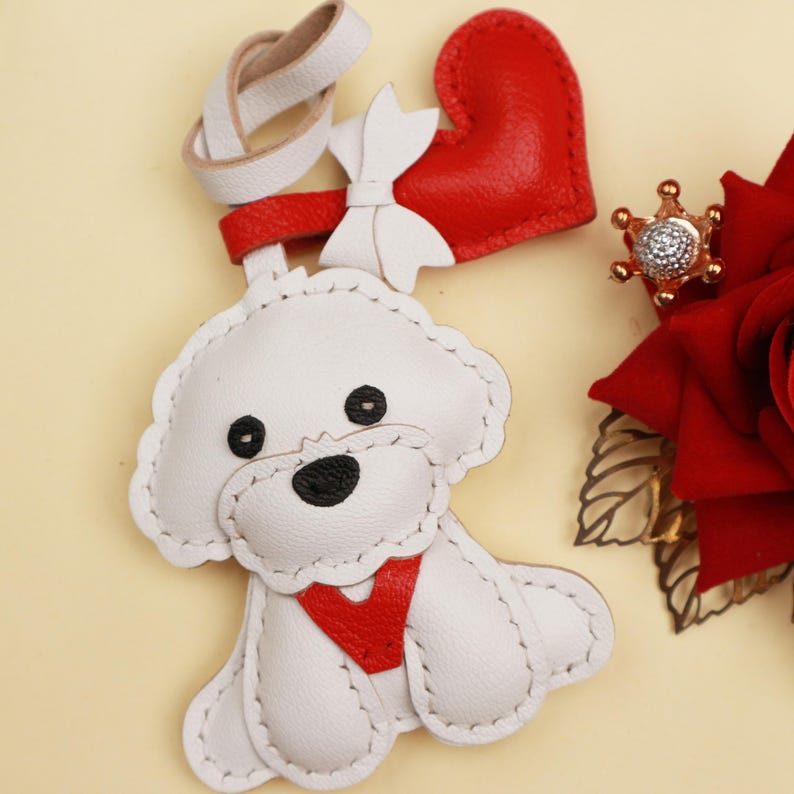 Personalized Custom Pets Dog,leather Bag Charm, Bichon Frise Charm ...