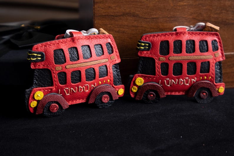 Small Bus Leather Charm,leather Bag Charm,handmade London Bus Bag Charm ...