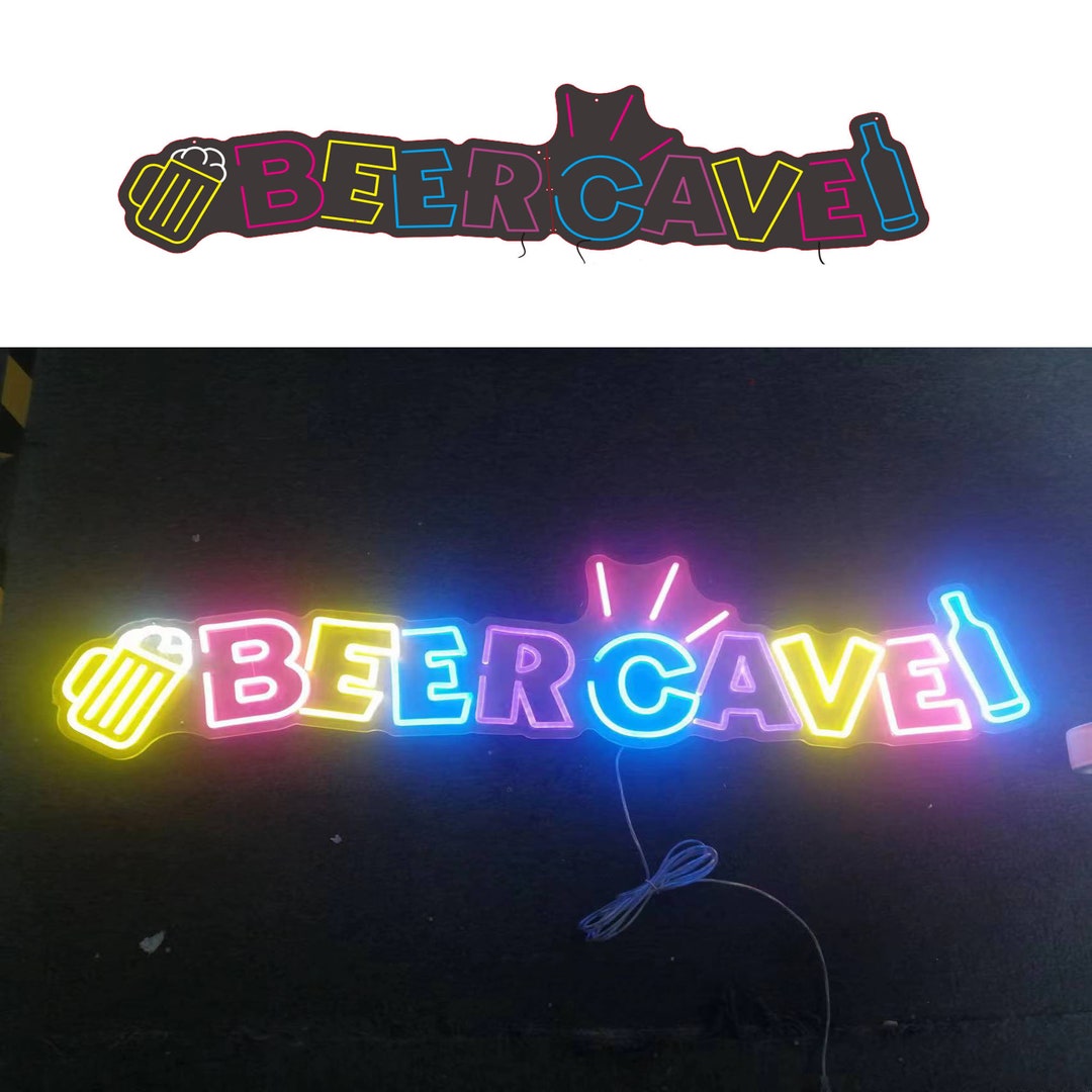 Custom Neon Sign Beer Cave Neon Sign One Line 36 Inch - Etsy