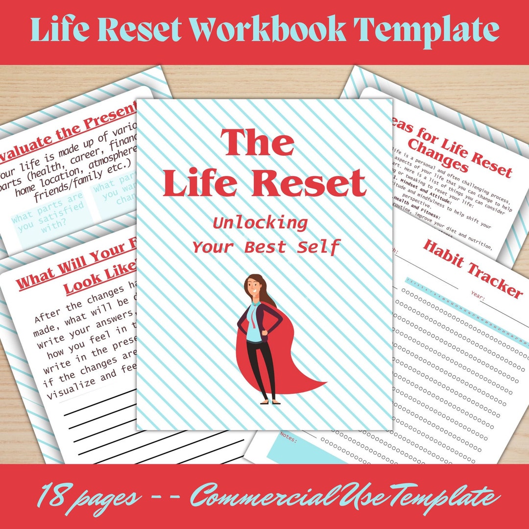 Life Reset Editable Workbook Template With Private Label Rights, Canva ...