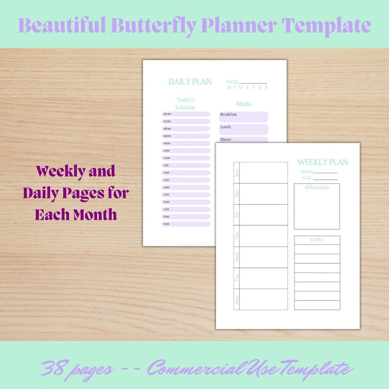 Editable Butterfly Canva Planner Template, Plr Planner, Commercial Use ...