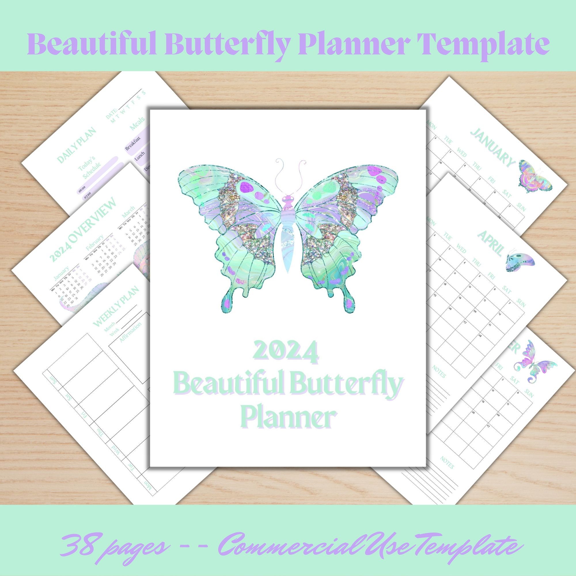 Editable Butterfly Canva Planner Template, Plr Planner, Commercial Use ...