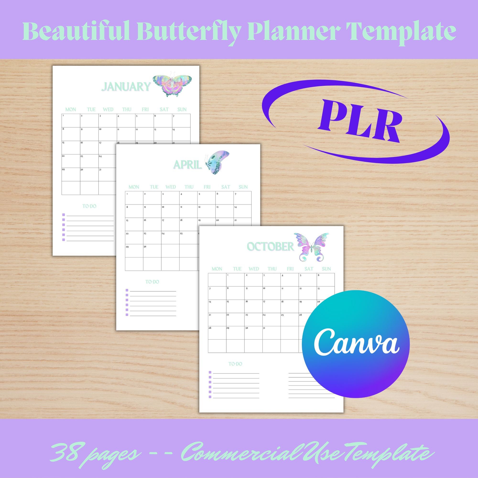 Editable Butterfly Canva Planner Template Plr Planner - Etsy
