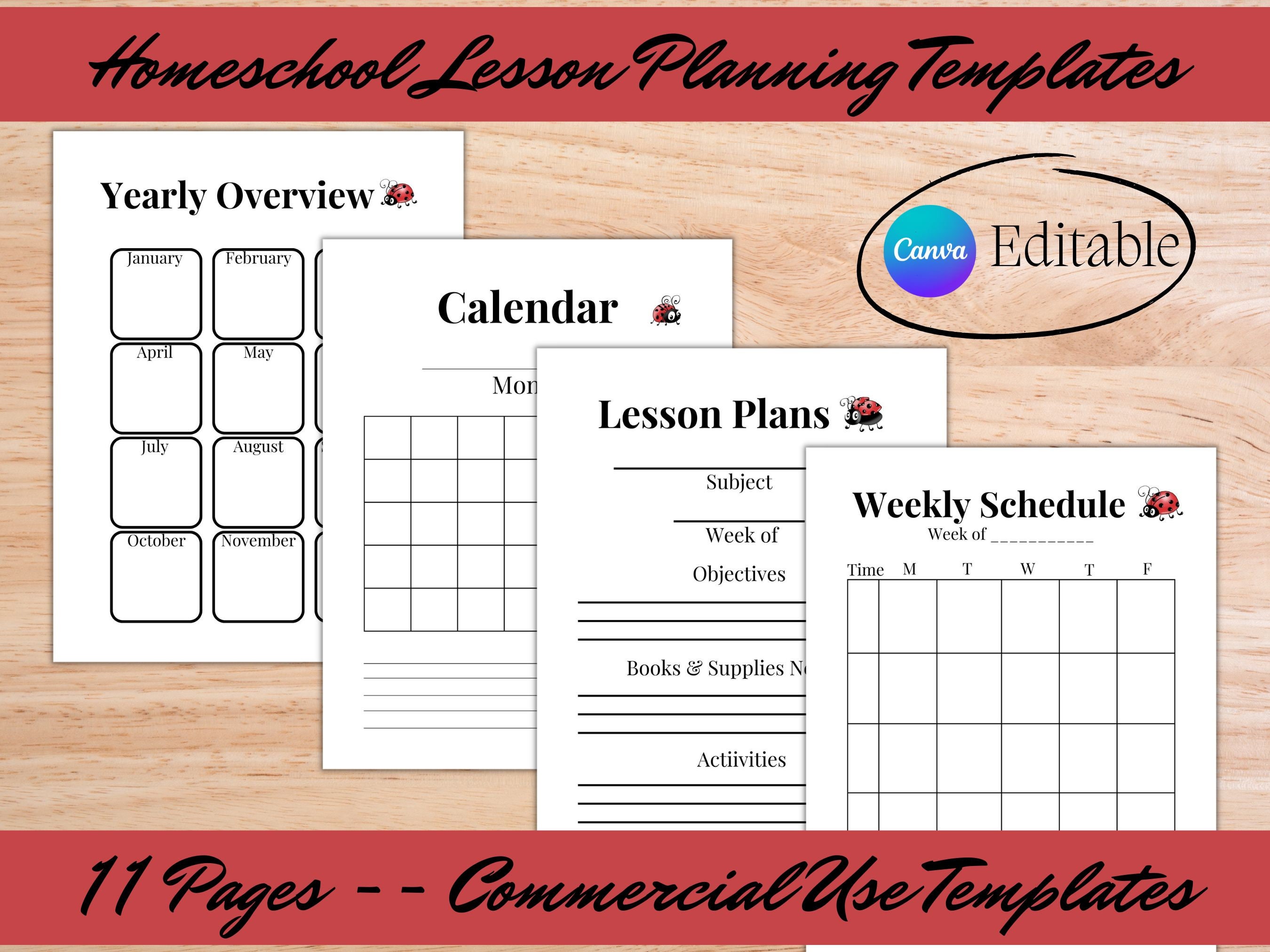 Homeschool Lesson Planner Template, Done for You, Editable in Canva ...