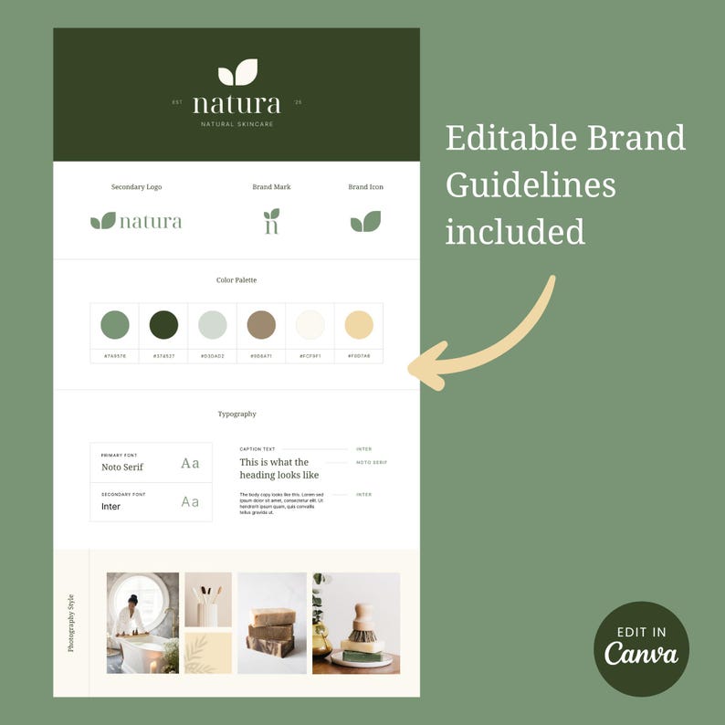 Green Nature Branding Kit: DIY Logo Templates (canva Editable) - Etsy