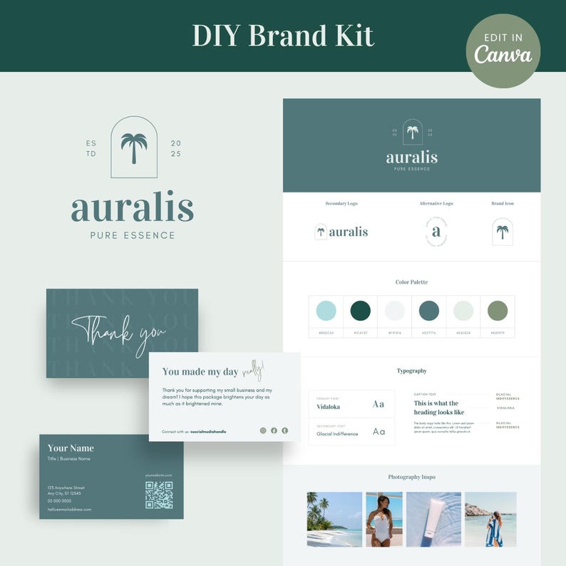 Coastal Brand Kit: DIY Logo Templates for Canva - Etsy