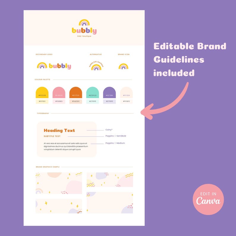 Pastel Canva Brand Kit: Editable Logo Templates (digital Download) - Etsy