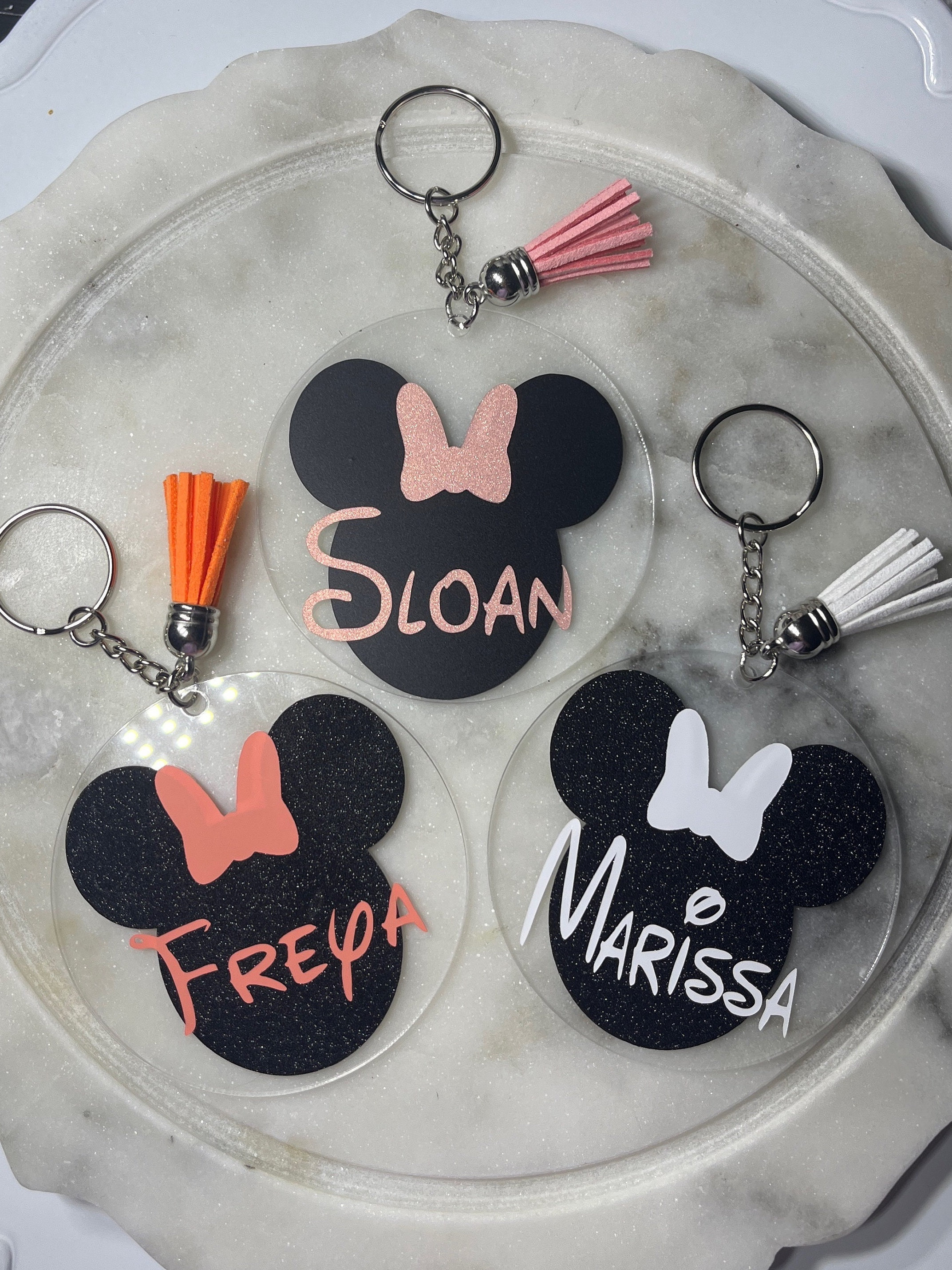 Disney Keychain, Minnie and Mickey Mouse Head Custom Design Three Inch ...