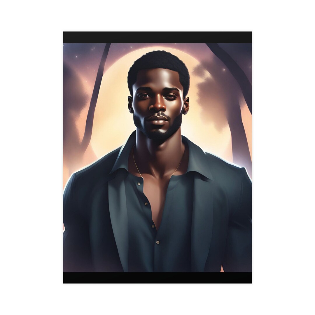 Handsome Black Man Poster Print Gift African American Wall Decor Sexy ...