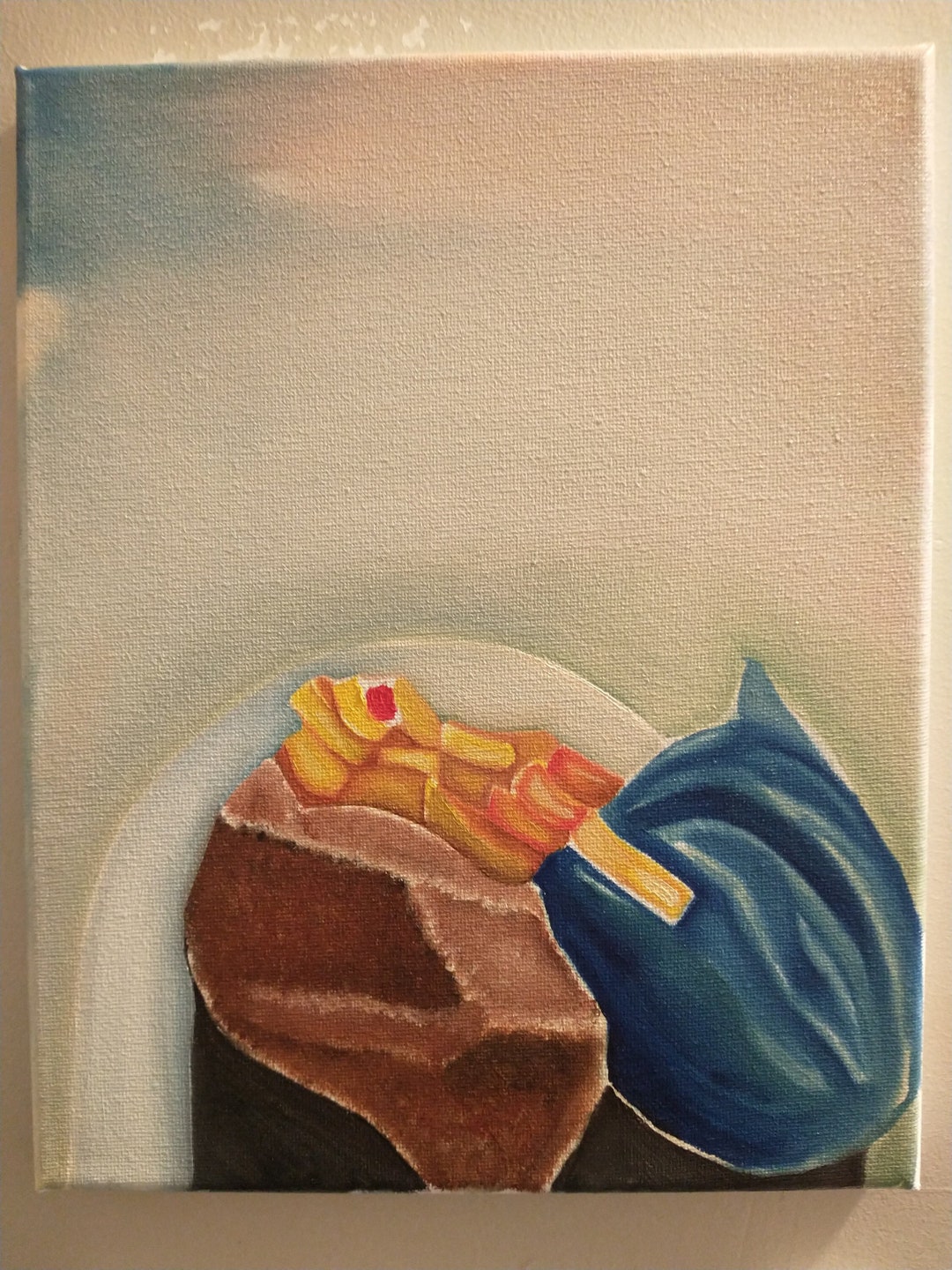Rock Still Life Blue Yellow Small Still Life Oil Painting - Etsy