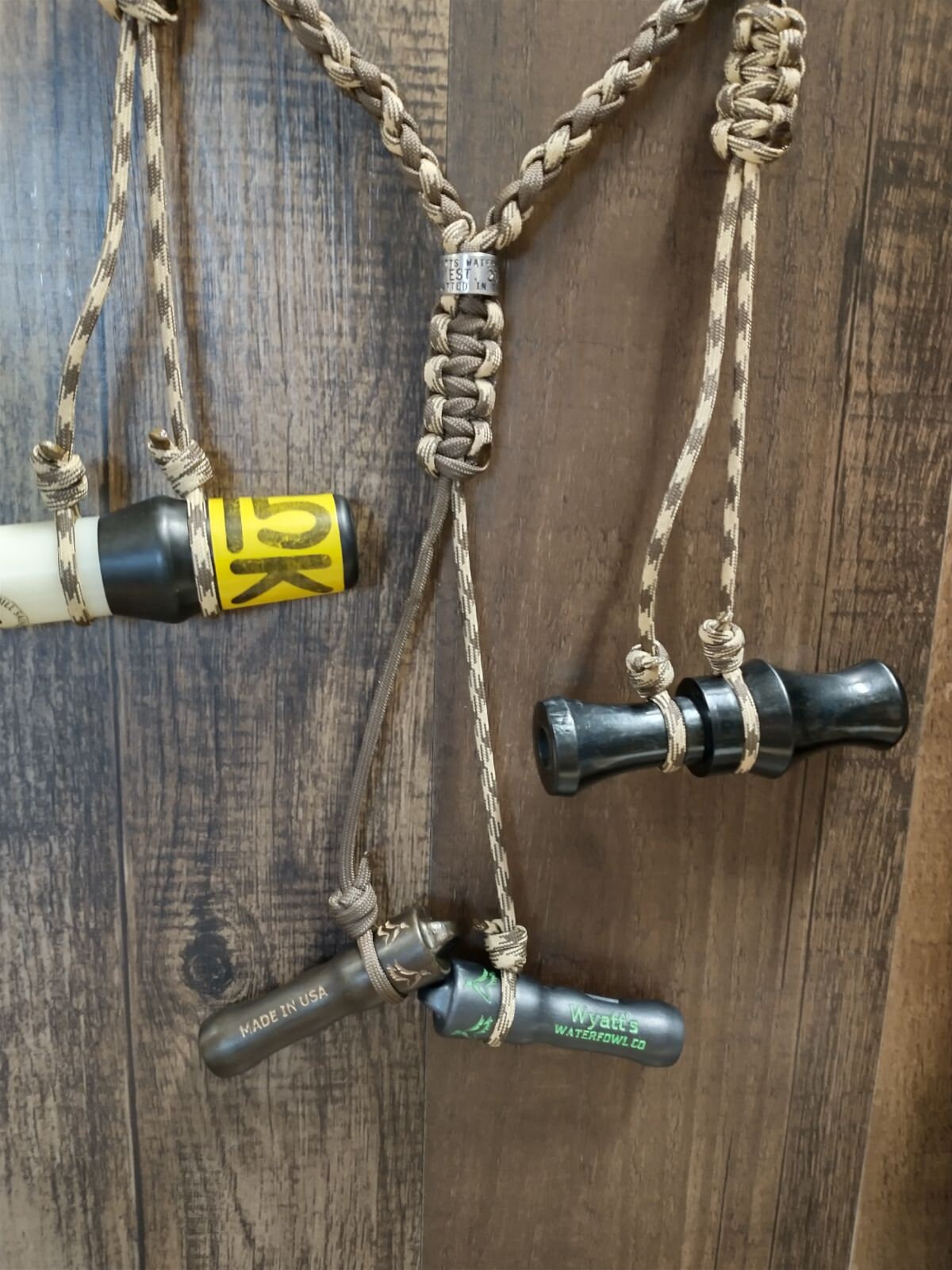 Duck & Game Call Lanyard W/ 2 Carabiner Drops and Band, Brown and Camo ...