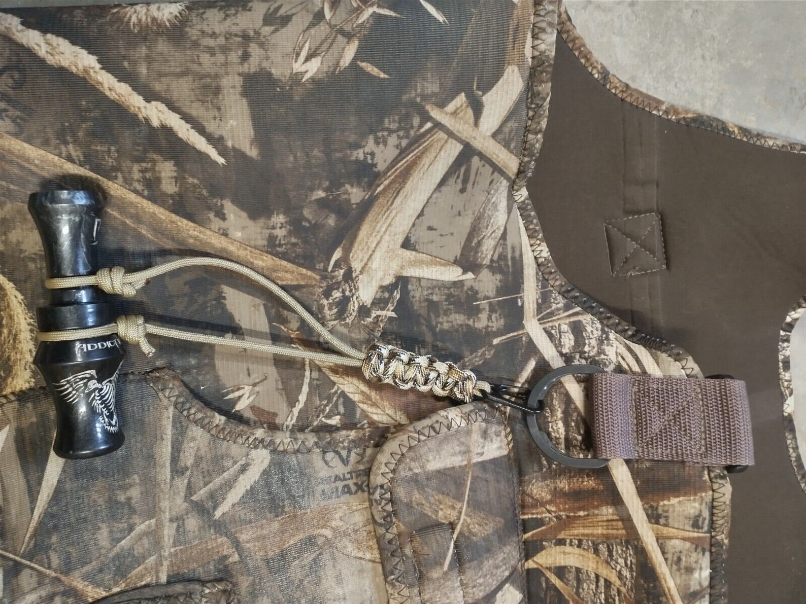 Duck & Game Call Lanyard W/ 2 Carabiner Drops and Band, Brown and Camo ...