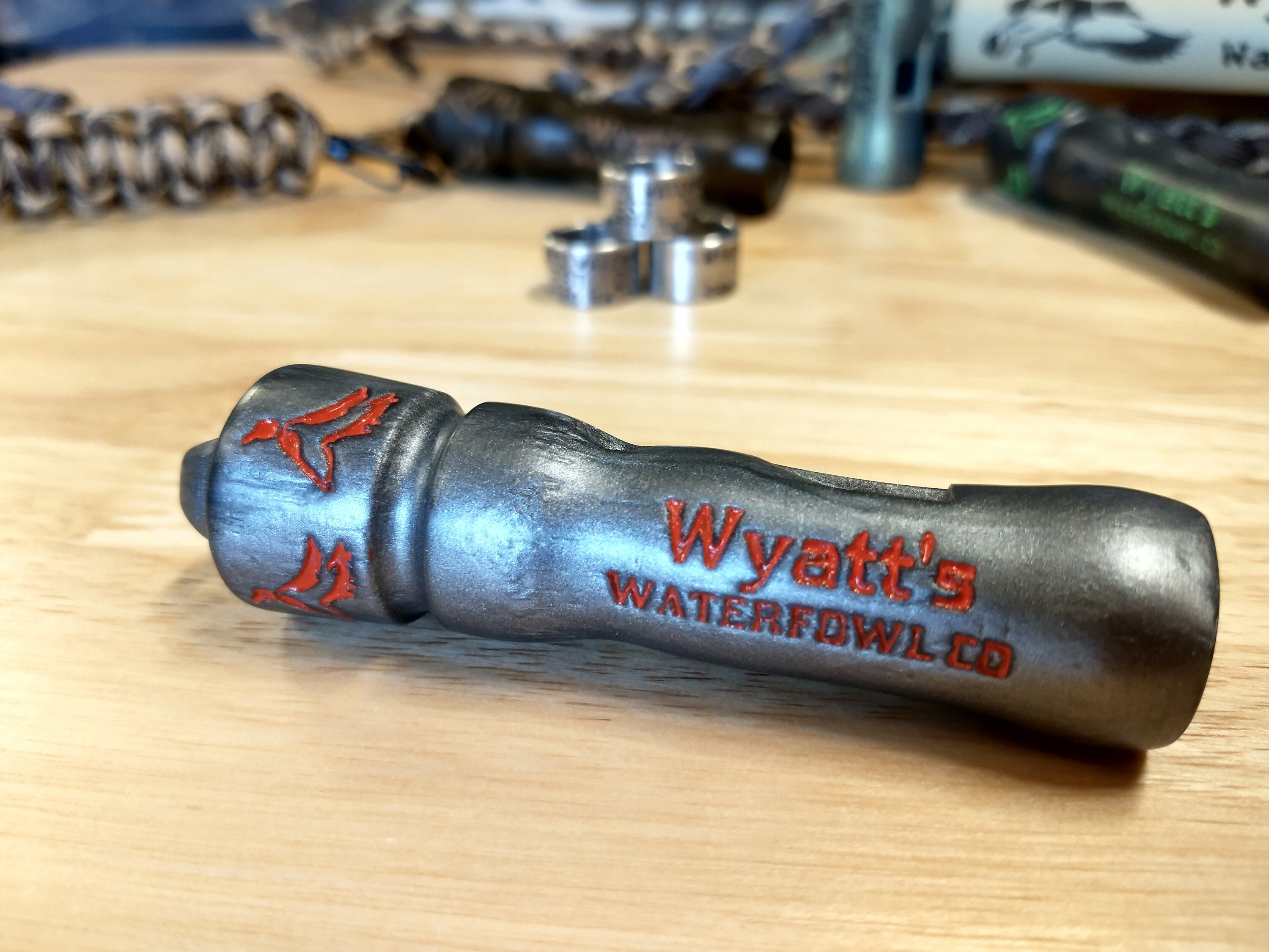 Custom Waterfowl Duck Call Whistle. Made From Acrylic Like Material Gray and Orange Coloring ...