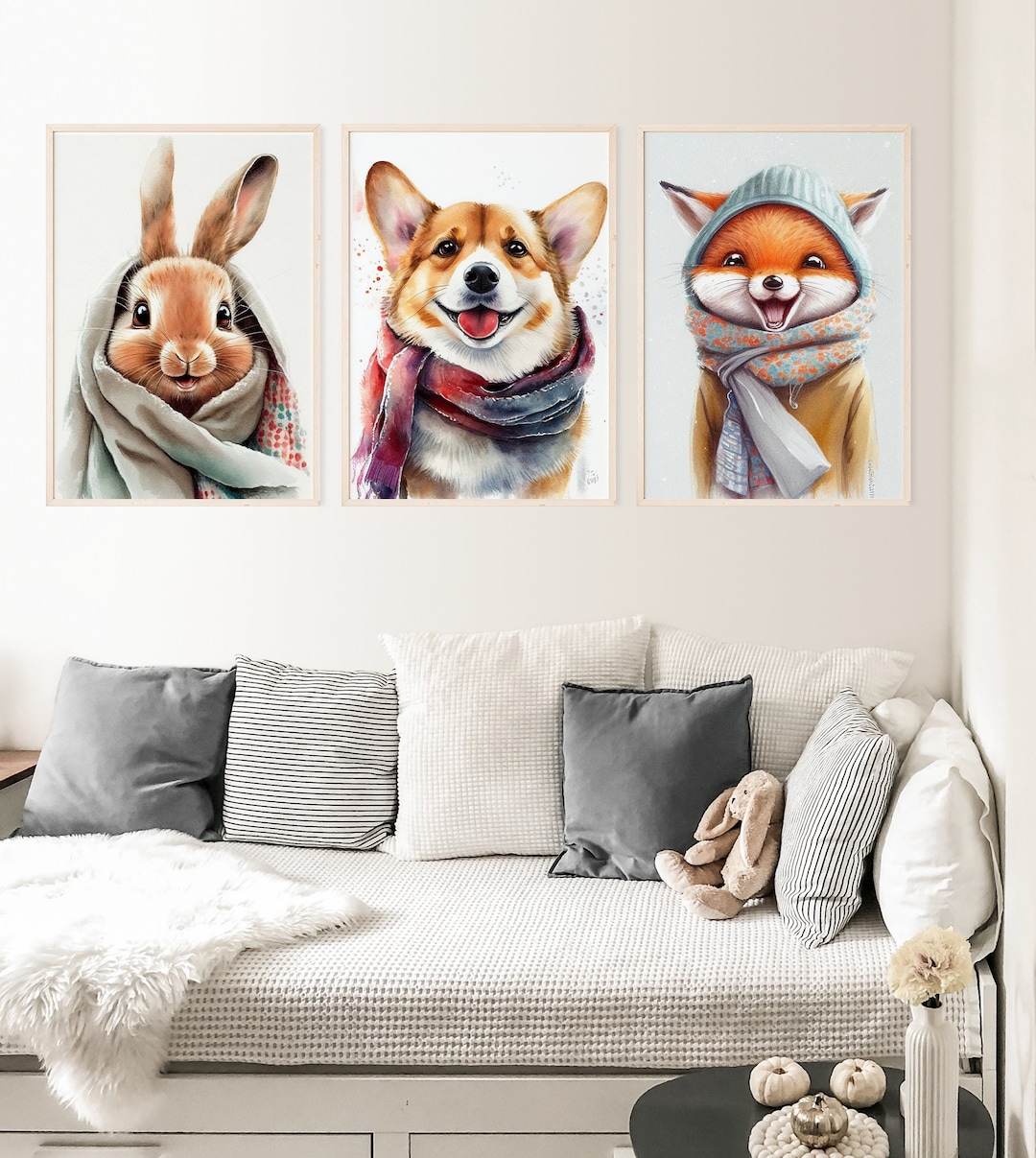 Bundle of Cute Animal Printable Wall Art, Nursery/kitchen/bedroom Art ...