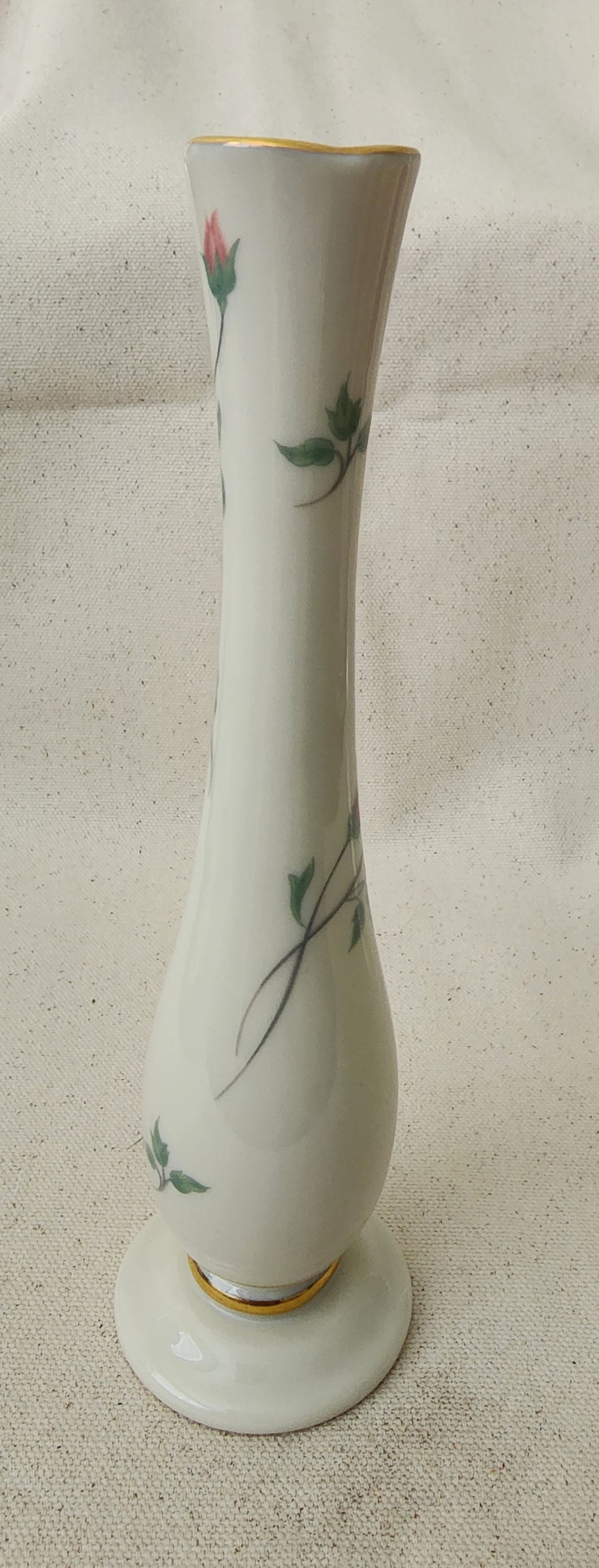 Vintage Lenox Rose Manor Bud Vase Gold Trim - Etsy