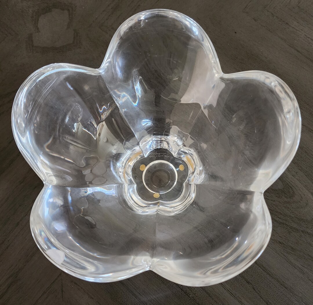 Orrefors Sweden Crystal Flower Petal Bowl Signed - Etsy