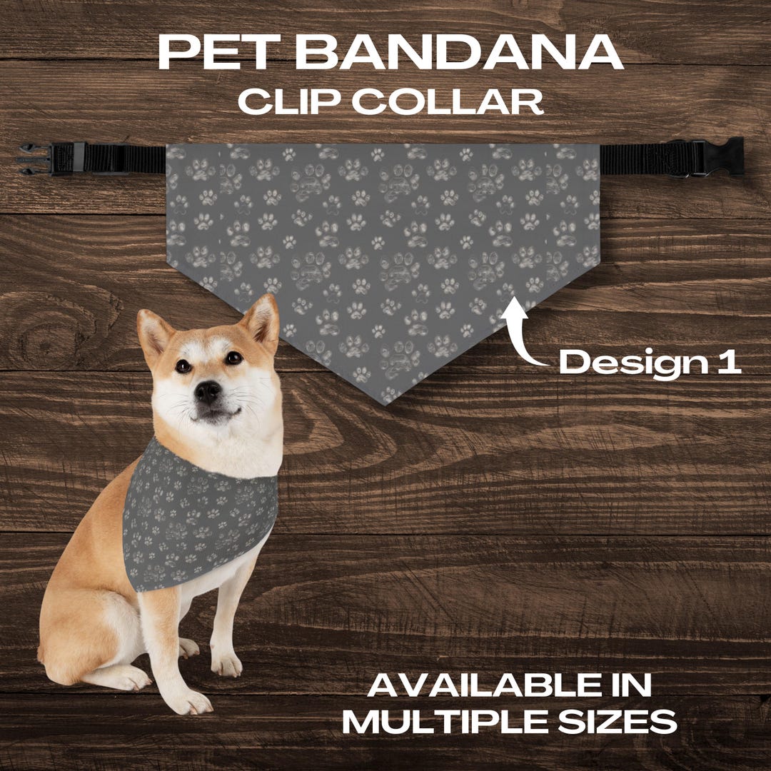 Paw Print Pet Bandana Collar, Cute Dog Gift, Artistic Paw Prints ...