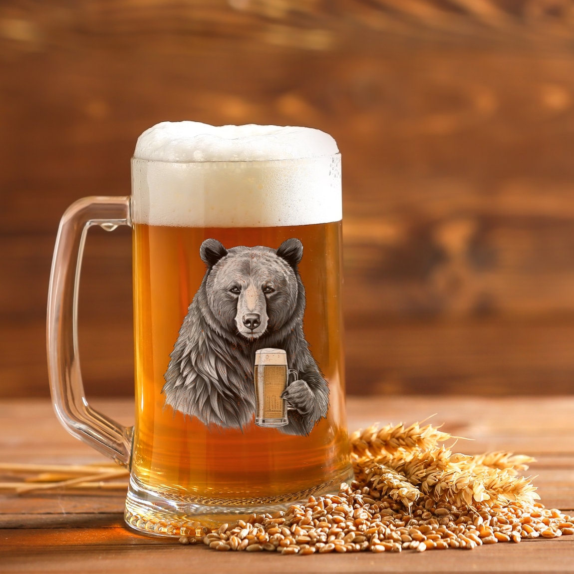 Bear Beer Mug, Bear Beer Glass, Gifts for Beer Lovers Frosted Glass ...