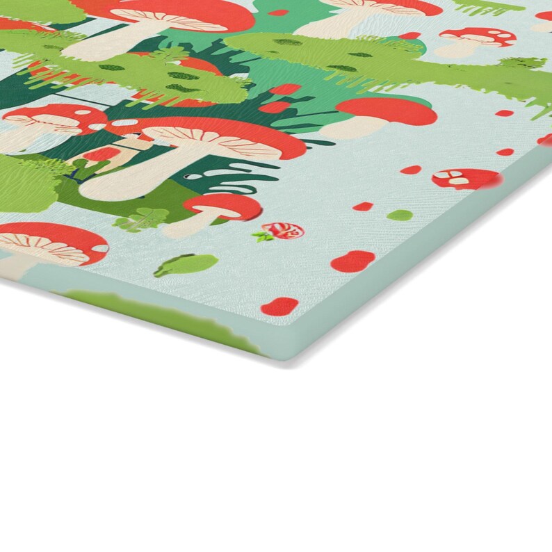 Playful Cute Mushroom Glass Cutting Board Glass Charcuterie Board ...