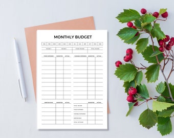 Monthly Budget Planner Printable Financial Journal Monthly Budget Sheet ...