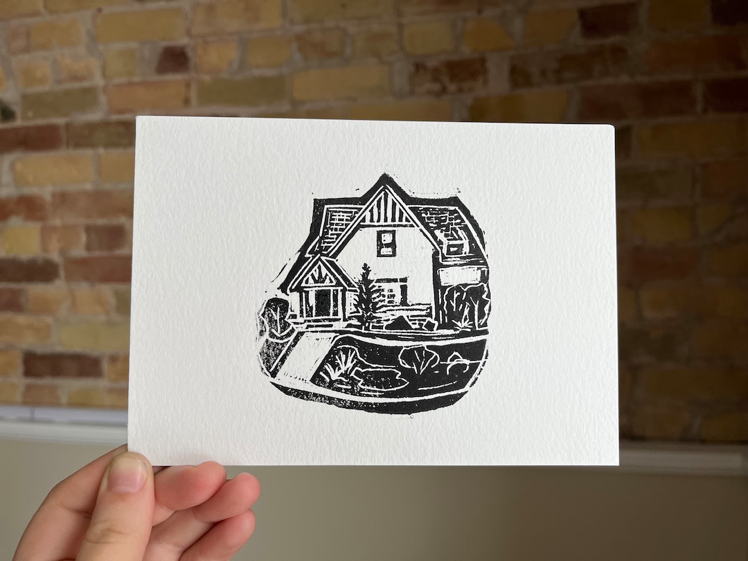 Custom House Portraits! Linocut Prints (art, Gift, Custom Linocut of ...