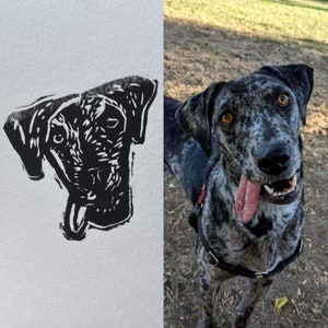 Custom Pet Portraits! Linocut Prints (dogs, Cats, Rats, Birds, Horses ...