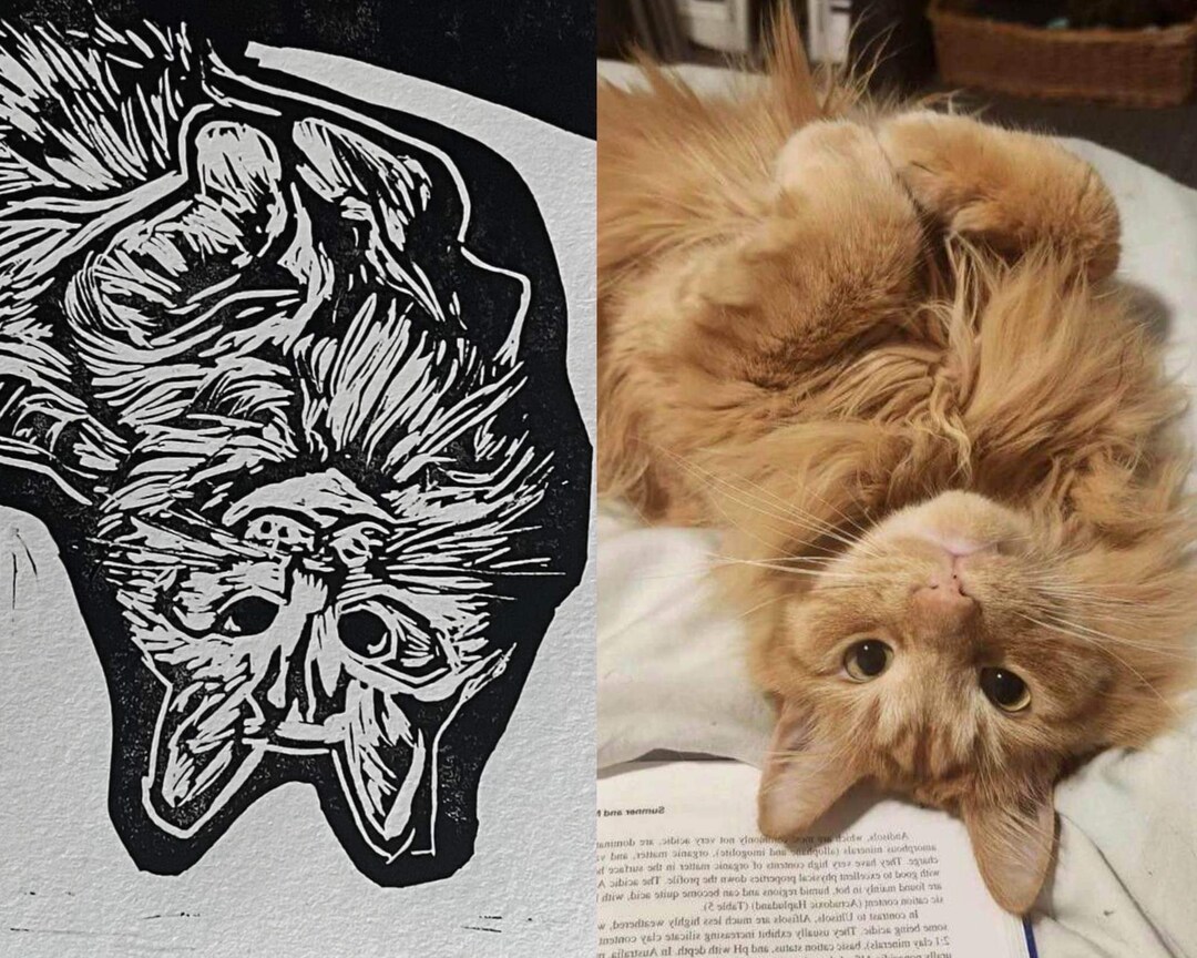 Custom Pet Portraits! Linocut Prints (dogs, Cats, Rats, Birds, Horses ...