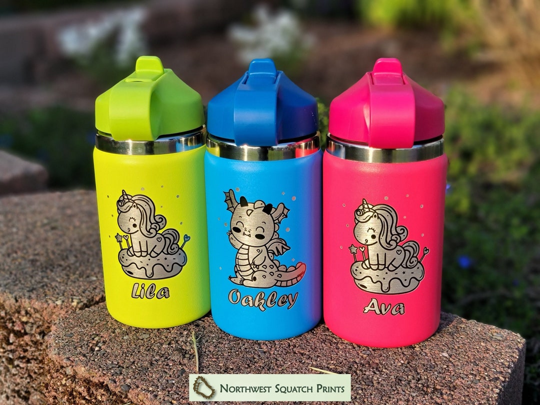 Dual-engraved Personalized Hydro Flask Kids Water Bottle, Unicorn or ...