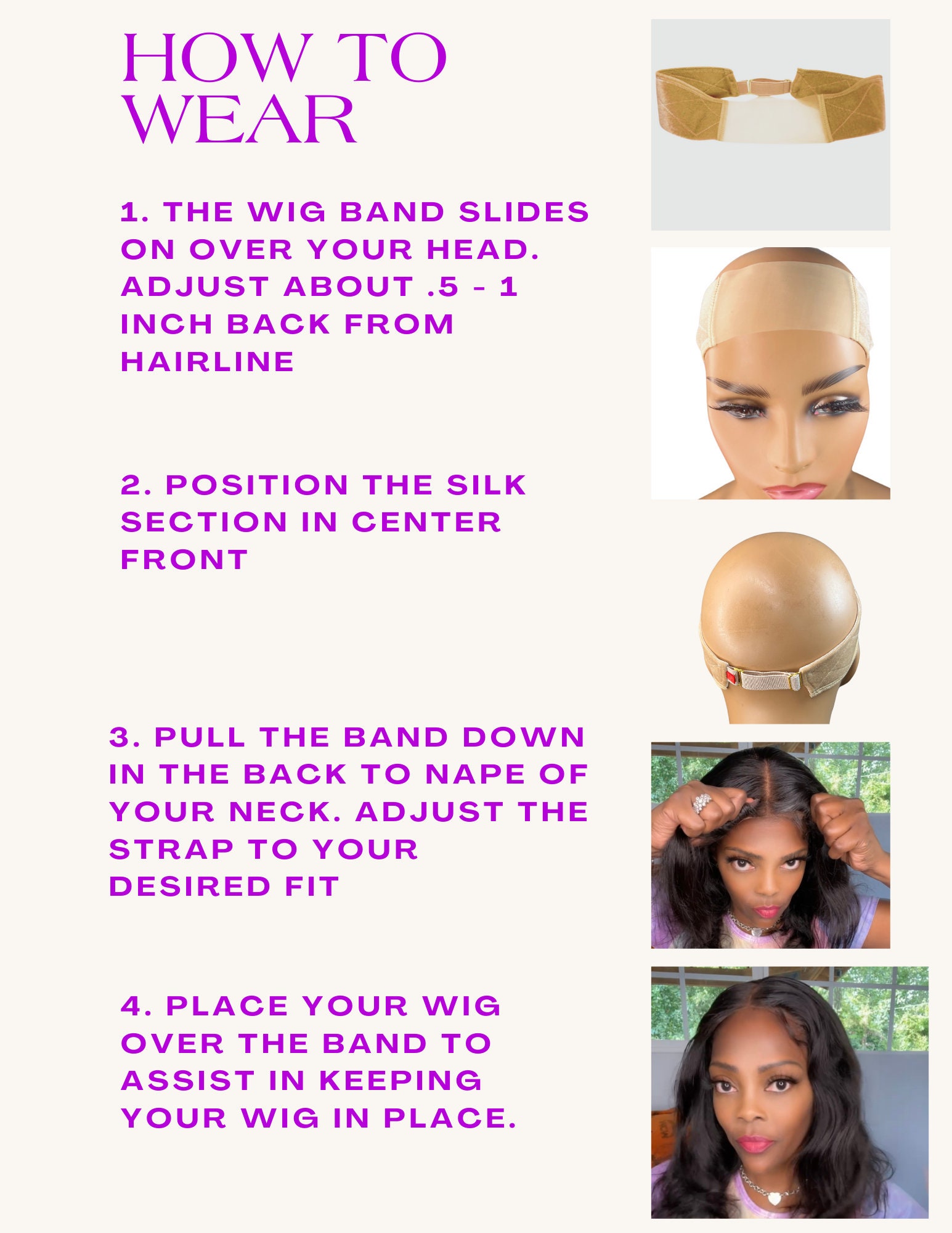 Non Slip Wig Grip Small Adjusts to Medium Headband Secures Wig Front ...