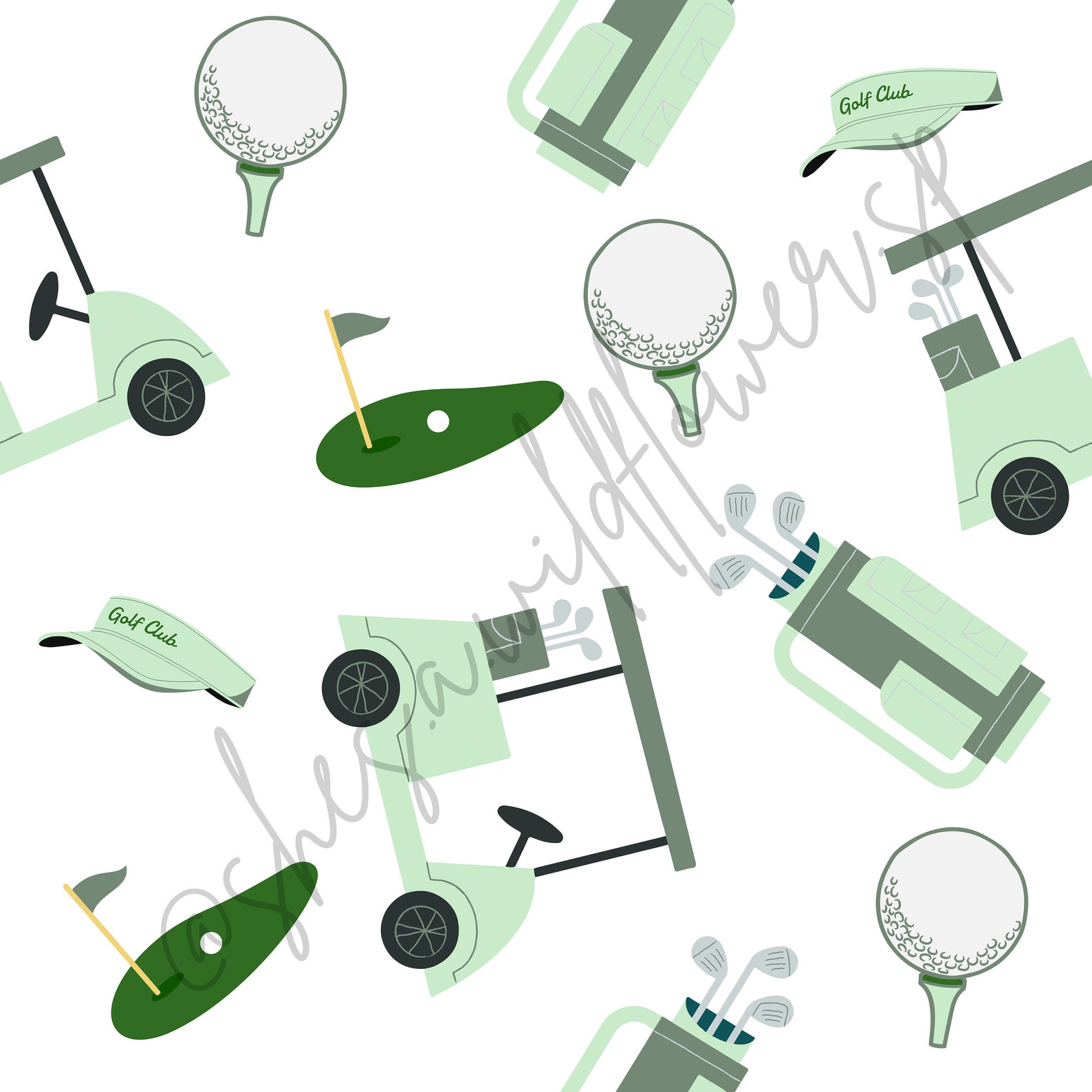 Golf in Green Seamless Pattern, Seamless Pattern for Fabric Sublimation ...