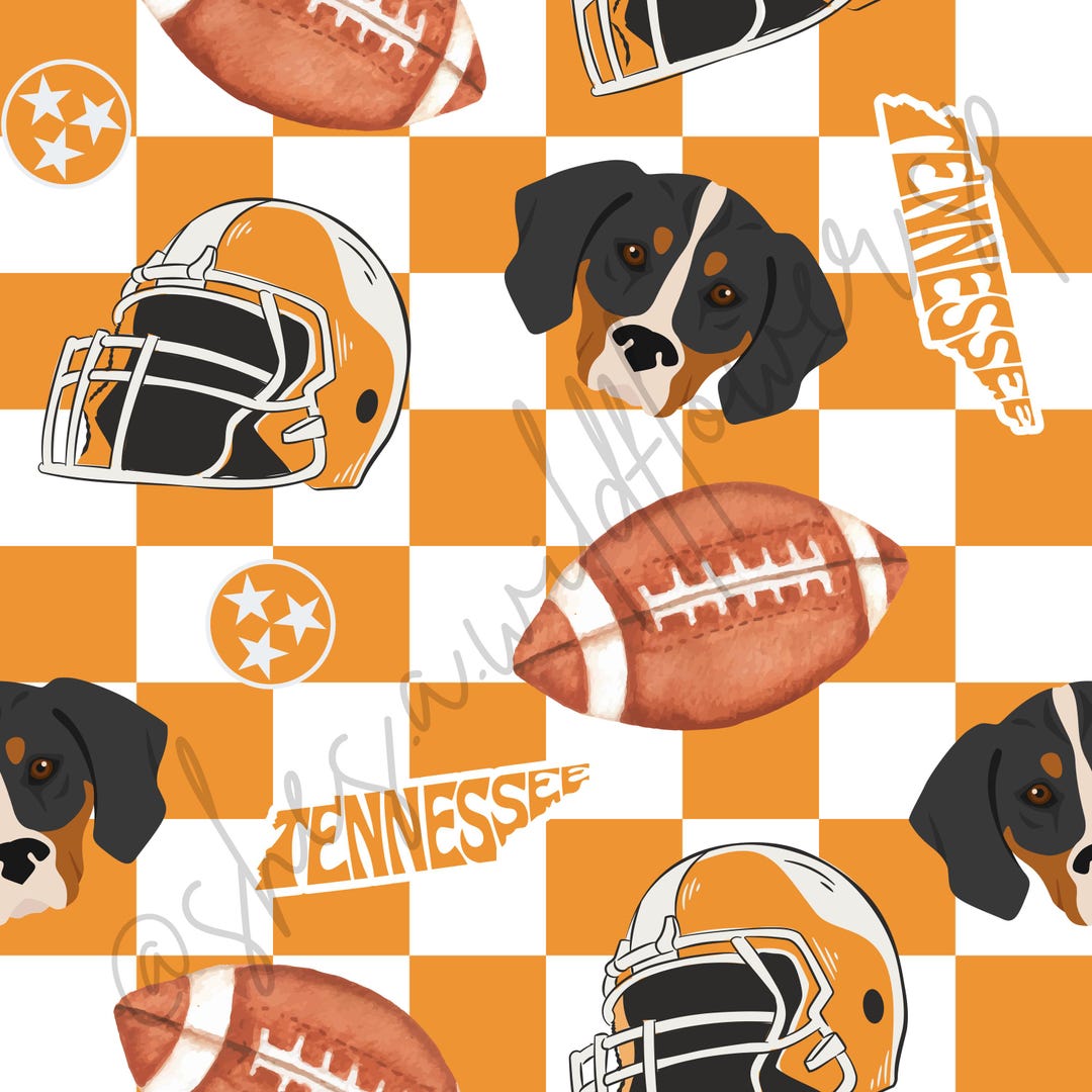 Tennessee Checkered Football Seamless Pattern, Seamless Pattern for ...