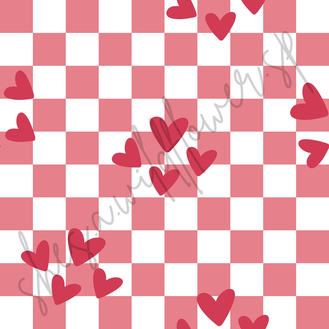 Dark Pink Checkered Hearts Seamless Pattern Seamless Pattern - Etsy