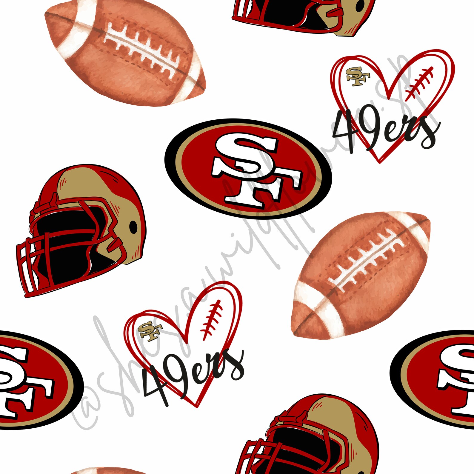 San Francisco 49ers Football Seamless Pattern, Seamless Pattern for ...