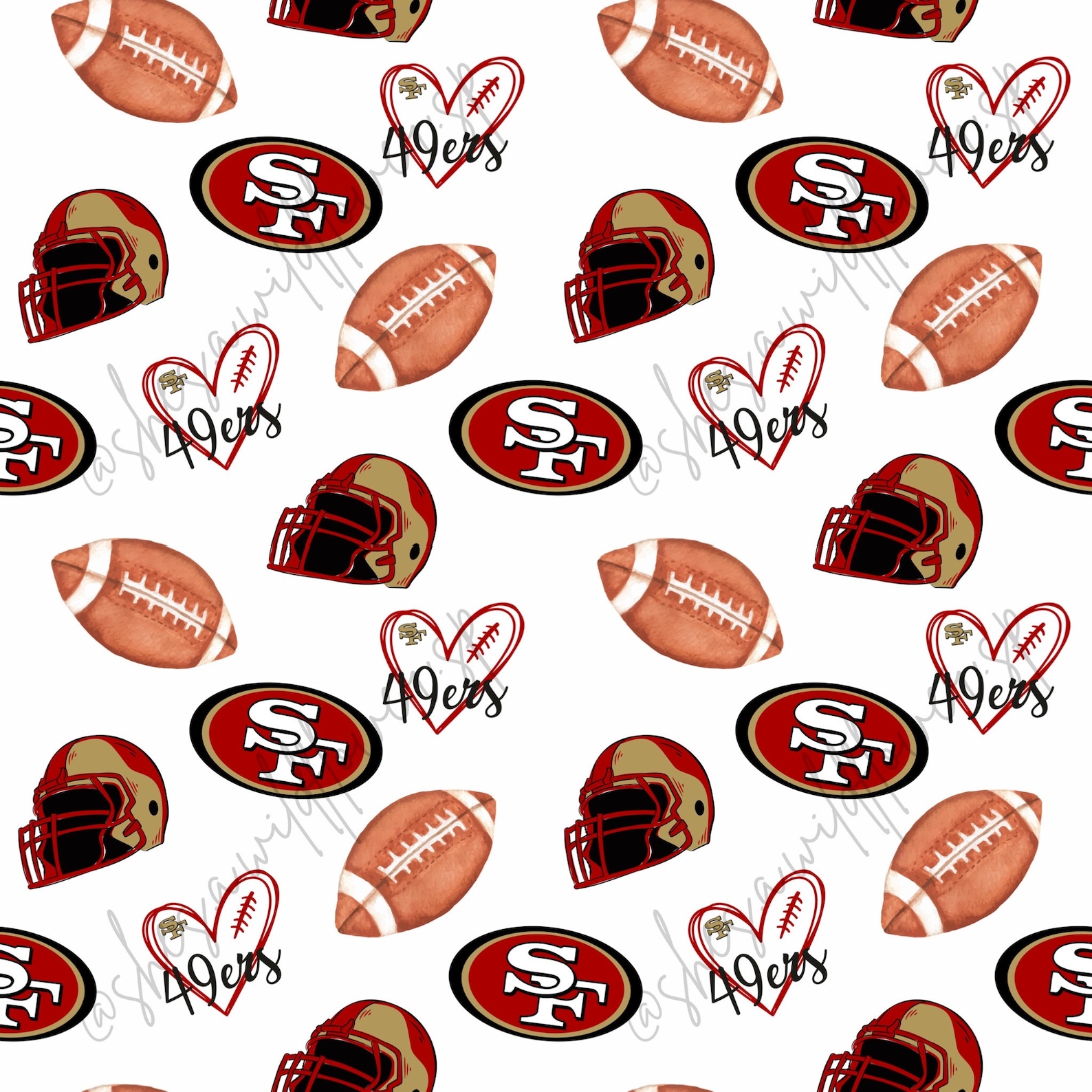 San Francisco 49ers Football Seamless Pattern, Seamless Pattern for ...