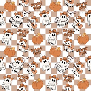 Cowboy Checkered Groovy Halloween Seamless Pattern, Seamless Pattern ...