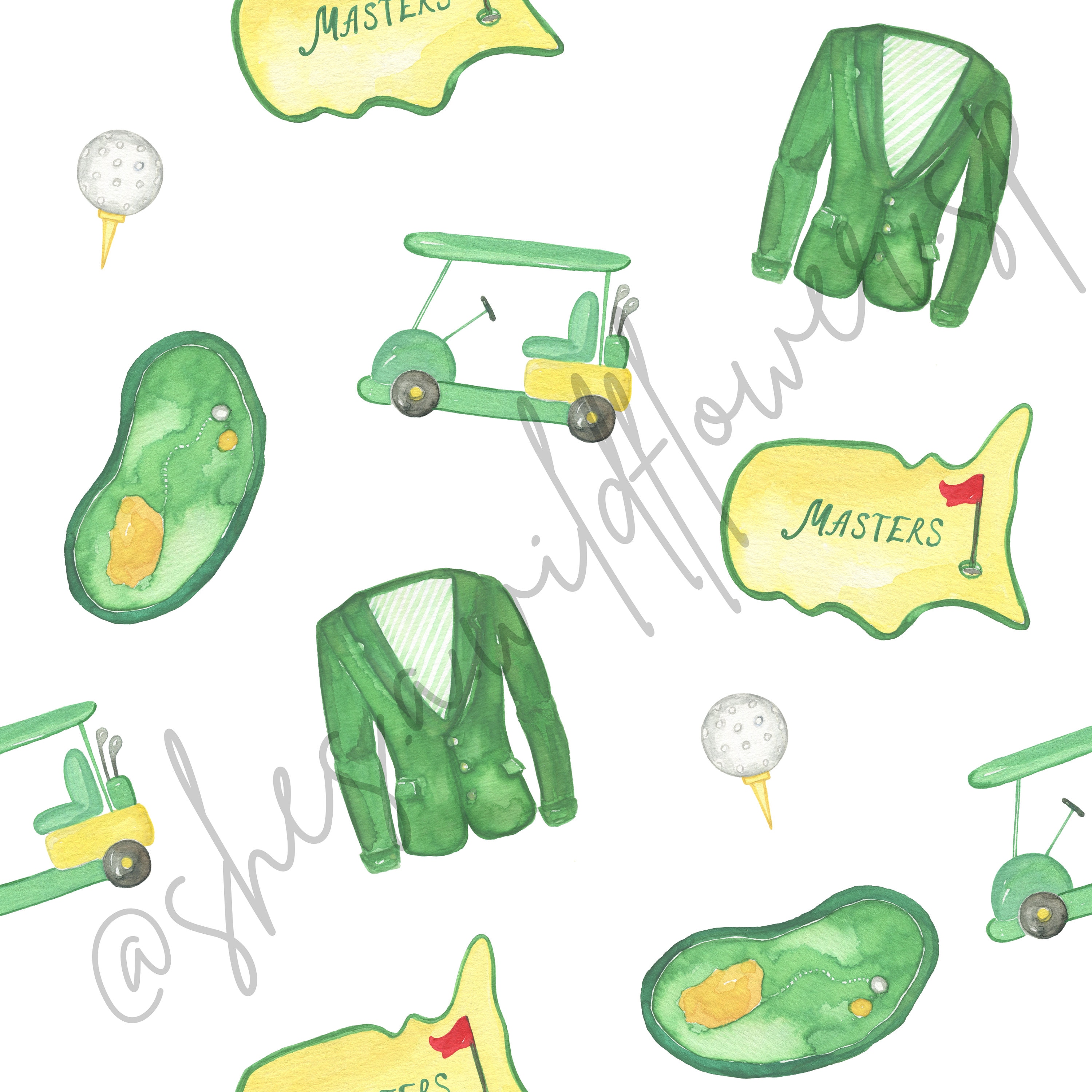 Masters Golf Seamless Pattern, Seamless Pattern for Fabric Sublimation ...