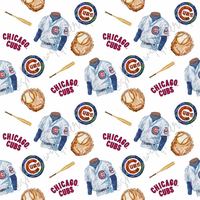 Chicago Cubs Baseball Seamless Pattern, Seamless Pattern for Fabric ...