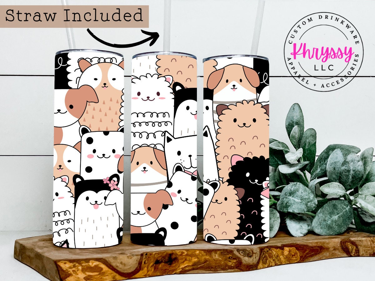 Custom Doodle Animal Tumbler: Personalized Stainless Steel Drinkware - Etsy