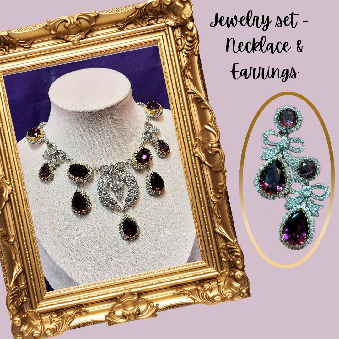 Amethyst Crystal Jewelry Set - 18th Century Necklace & Earrings ...