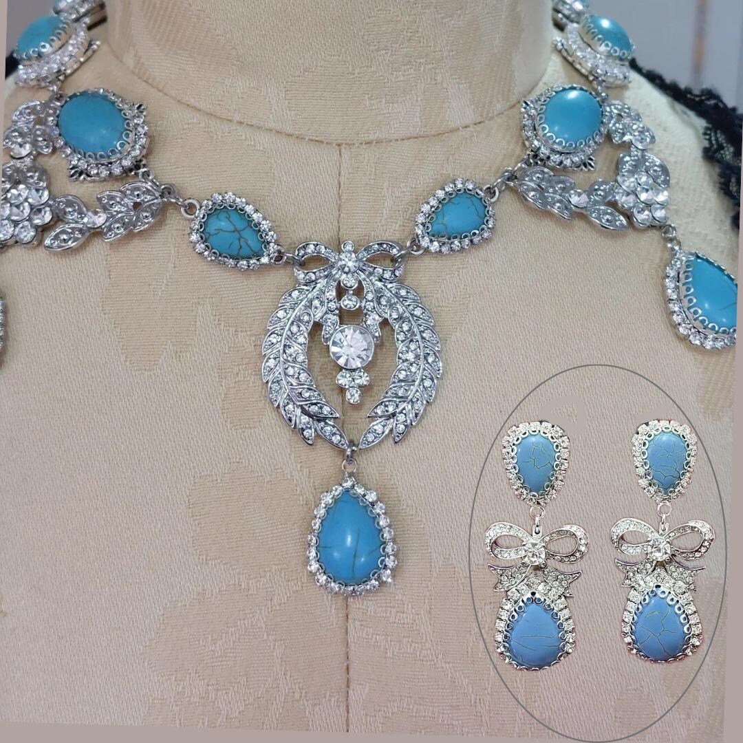 Turquoise Jewelry Set - 18th Century Necklace & Earrings - Georgian Era ...