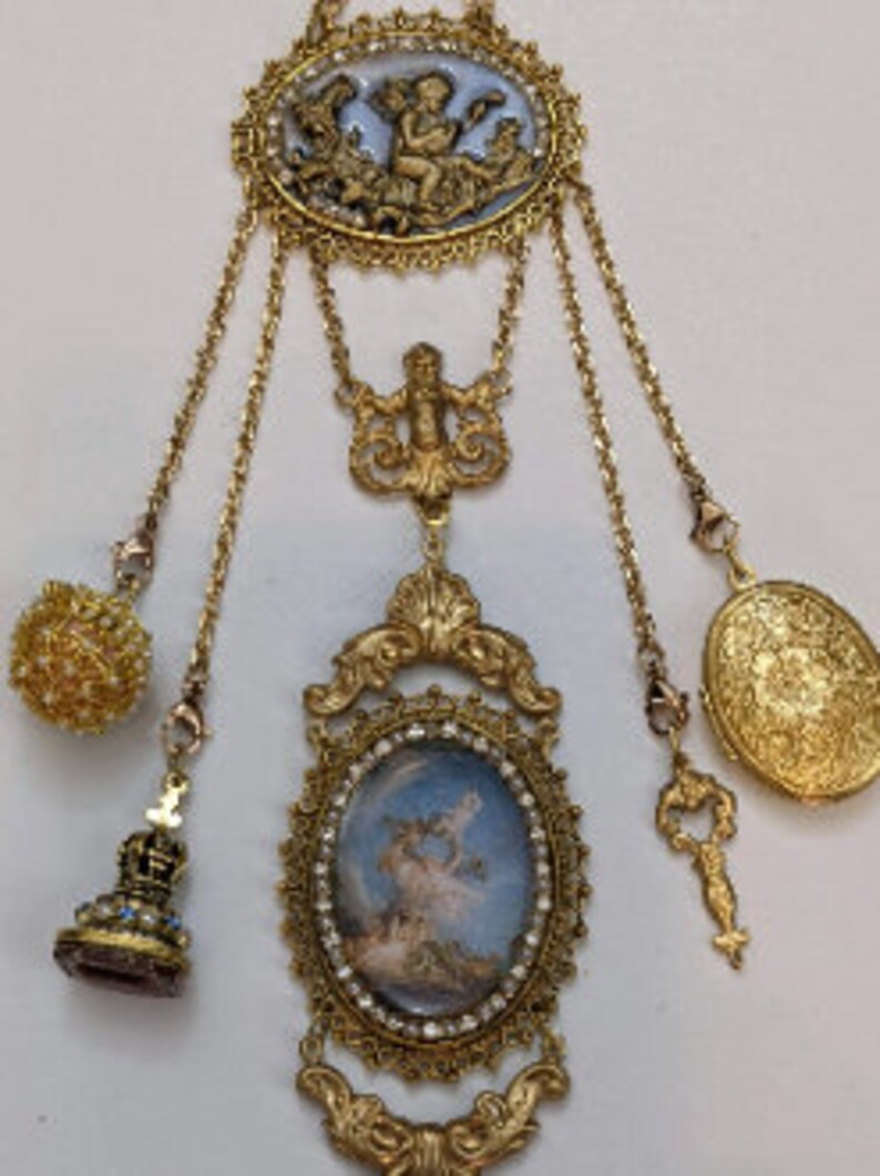18th Century Chatelaine Historical Reproduction Rococo Cherubs ...